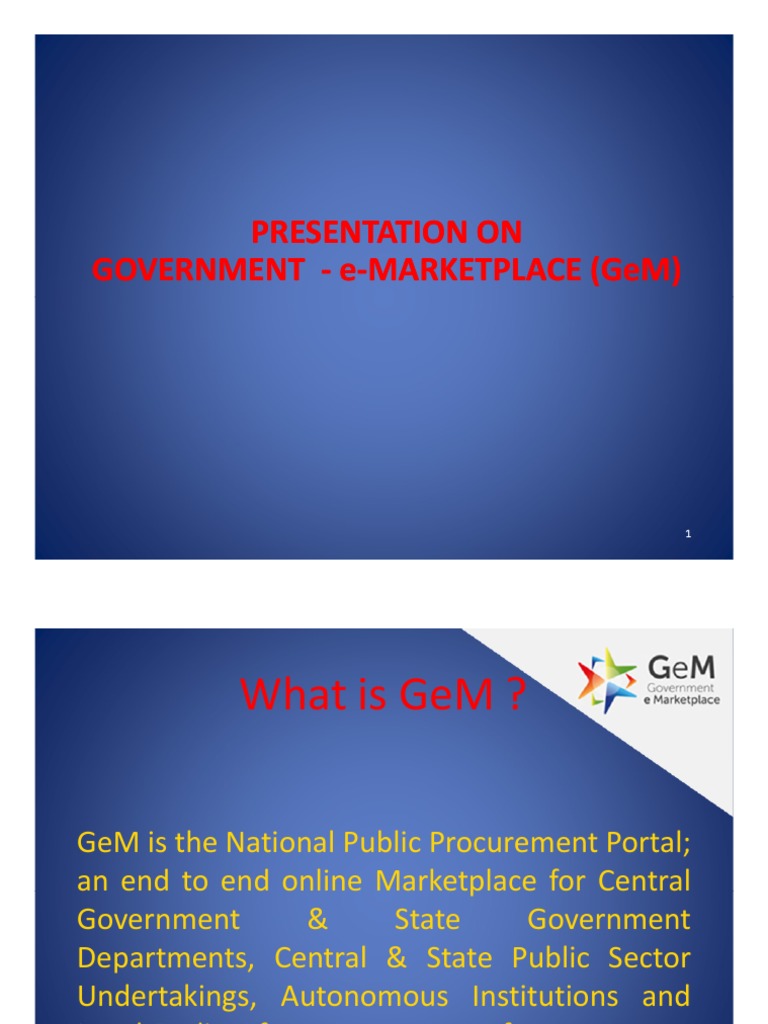 gem_ppt | PDF | E Commerce | Procurement