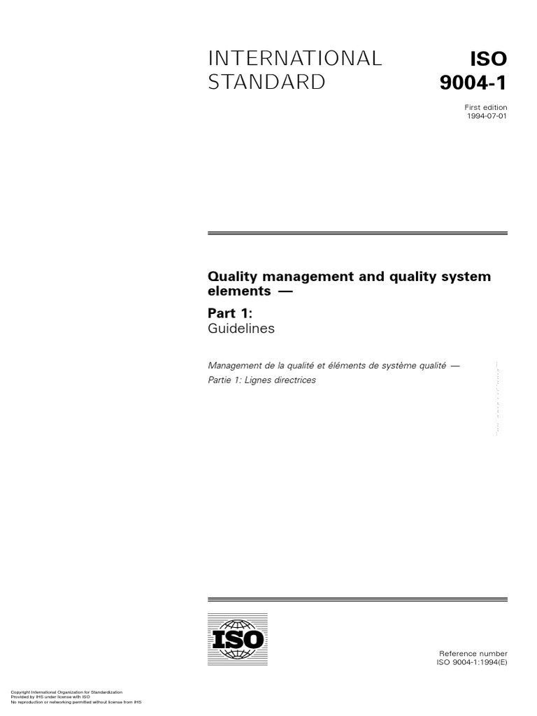 Iso 9004-1-1994 | PDF | International Organization For Standardization ...