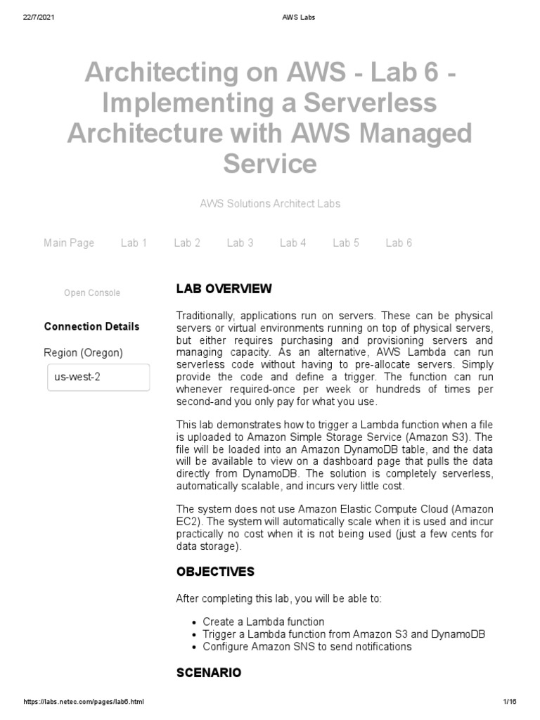 Architecting On AWS - Lab 6 - Implementing A Serverless Architecture With AWS Managed Service ...