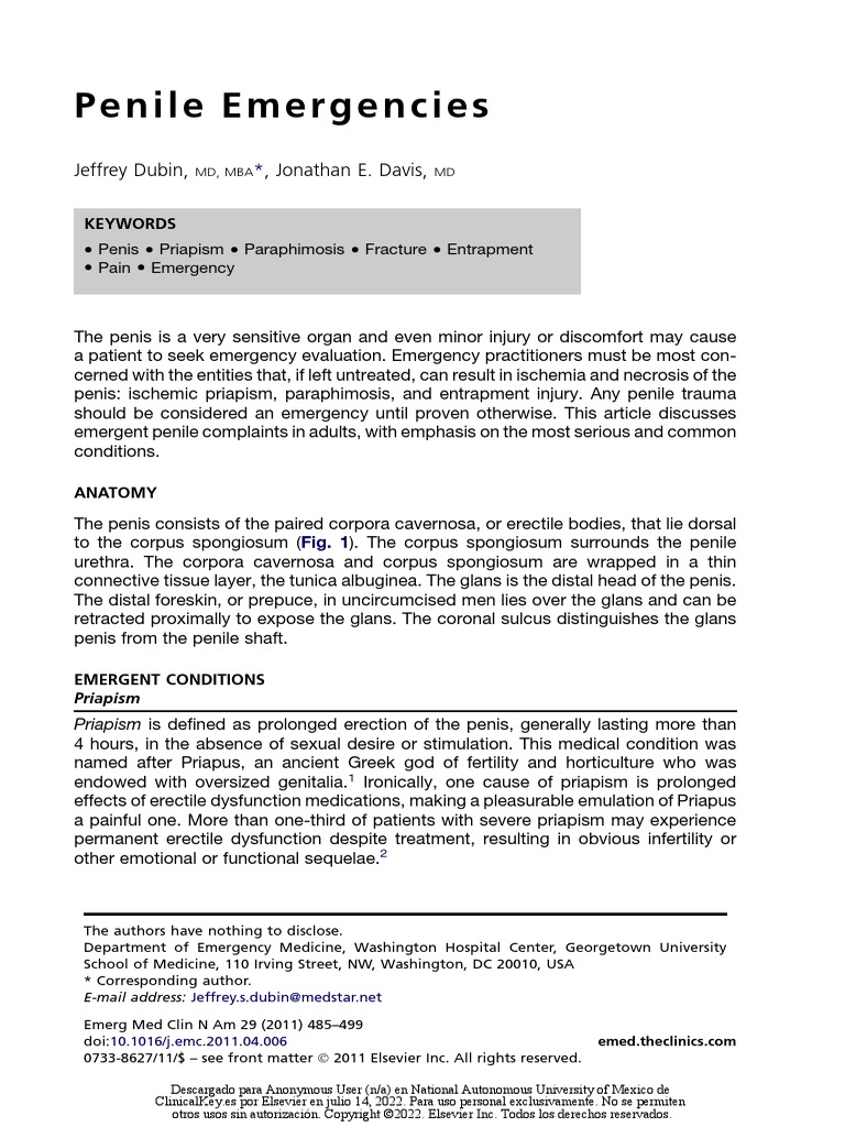 Penileemergencies: Jeffrey Dubin,, Jonathan E. Davis | PDF | Medicine ...