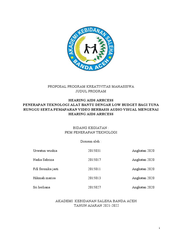 Proposal PKM Hearing Aids Arrcess | PDF