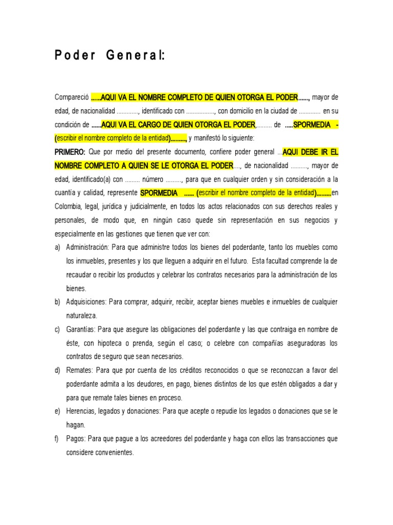 Modelo Poder General | PDF | Bancos | Corporaciones