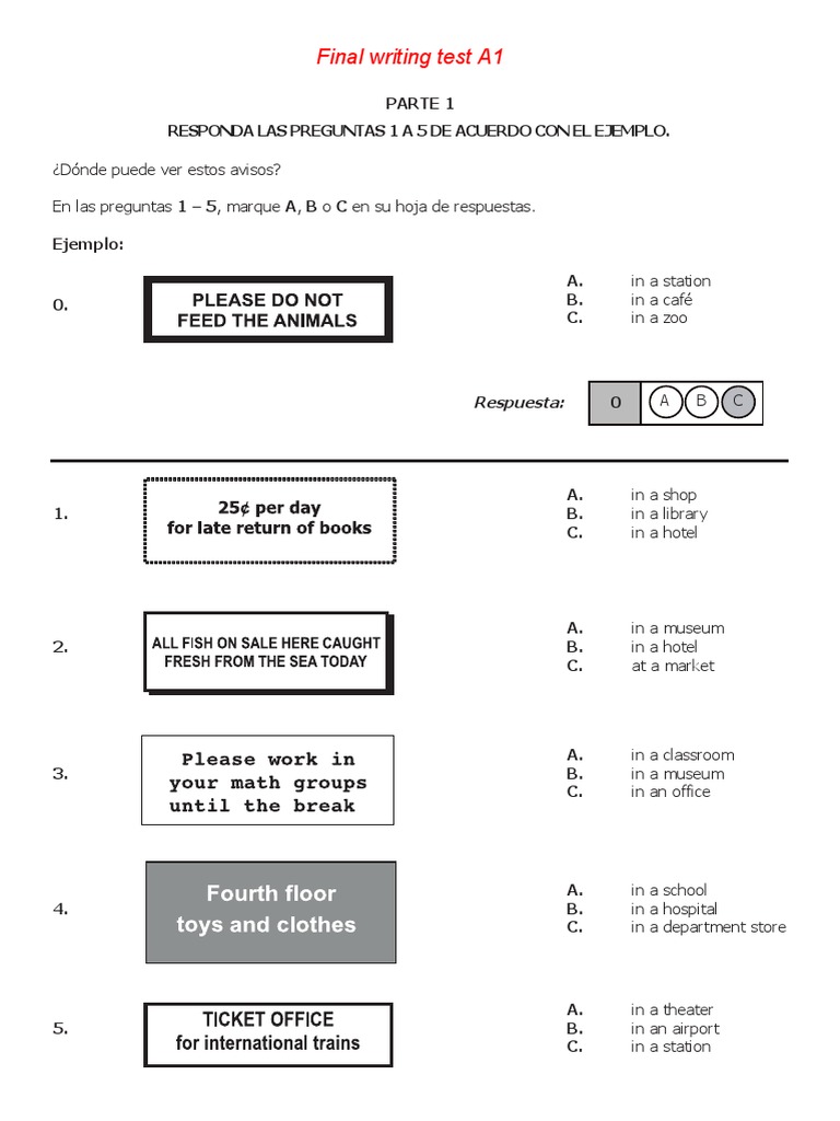 Final writing test A1 | PDF