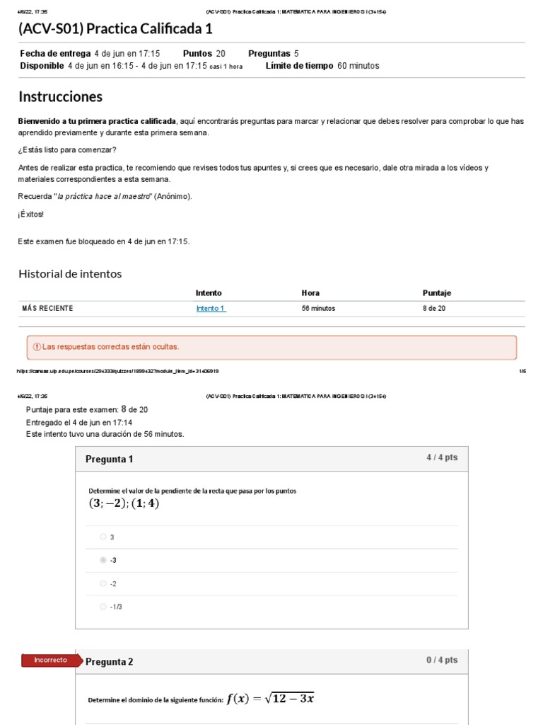 (Acv-S01) Practica Calificada 1 - Matematica para Ingenieros I (34154) | PDF