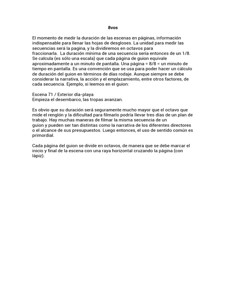 Medición de Escenas en Octavos de Guion | PDF | Estudios de idiomas ...