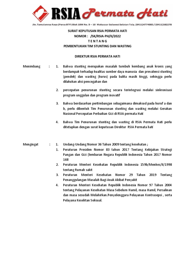 SK Tim Stunting Dan Wasting | PDF