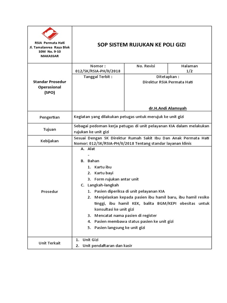 Sop Rujukan Kasus Gizi | PDF