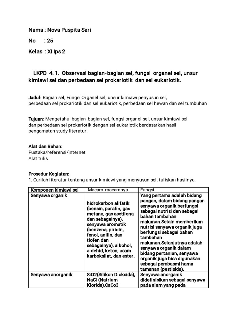 LKPD Komponen SEL - Nova Puspita XI Ips2 | PDF