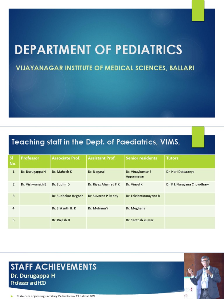 Dept of Pediatrics | PDF | Pediatrics | Medical Specialties