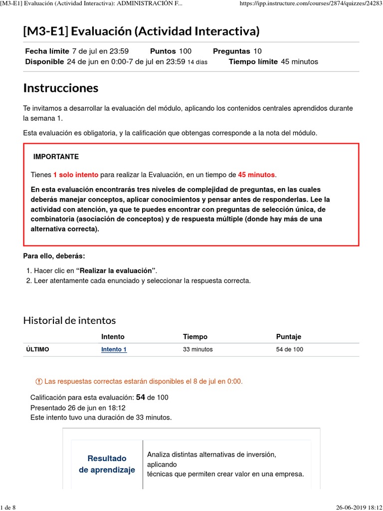 (M3-E1) Evaluación (Actividad Interactiva) - Administración Financiera ...