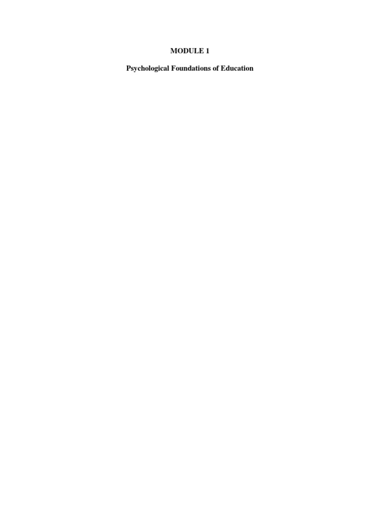 Psychological Foundations of Education - Module - All Contributors ...