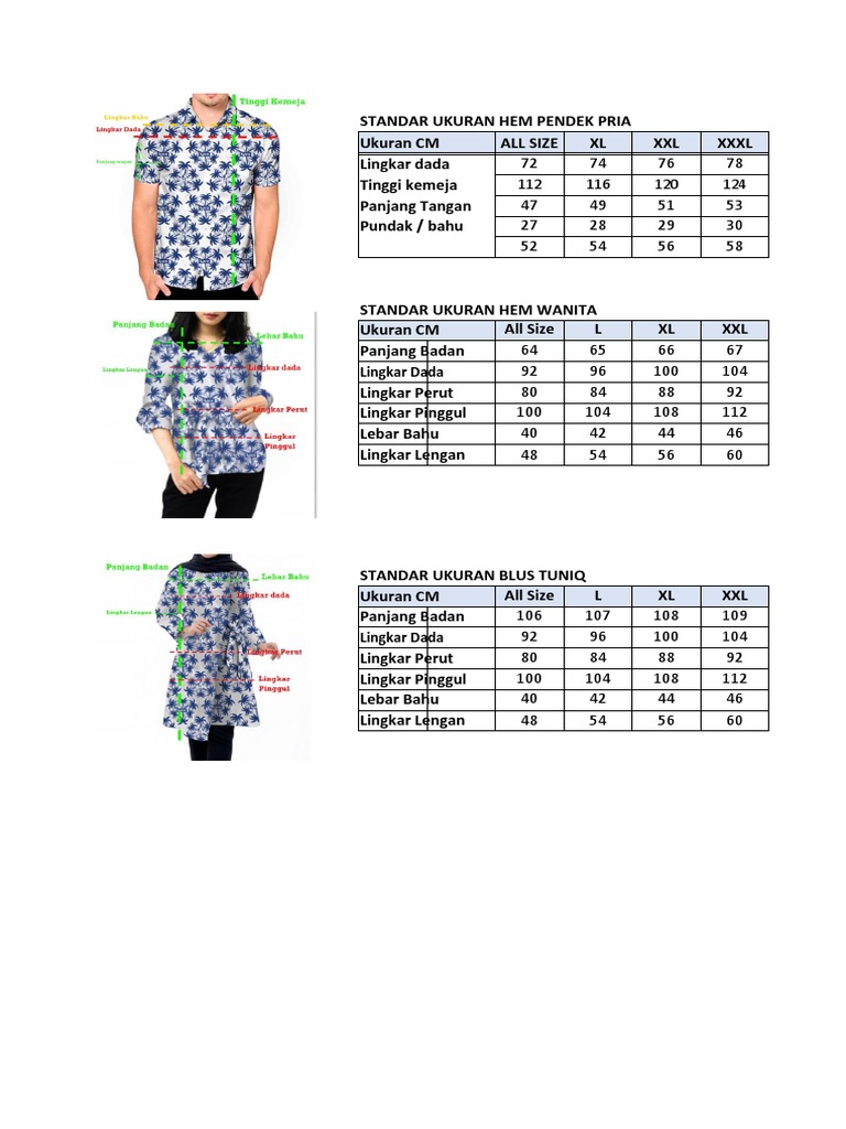 Size Chart Batik | PDF