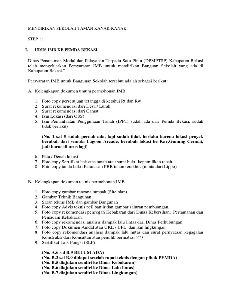 MENDIRIKAN SEKOLAH TAMAN KANAK-KANAK DI BEKASI | PDF