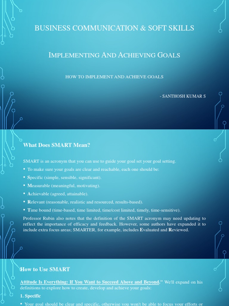 Business Communication & Soft Skills: Mplementing ND Chieving Oals ...