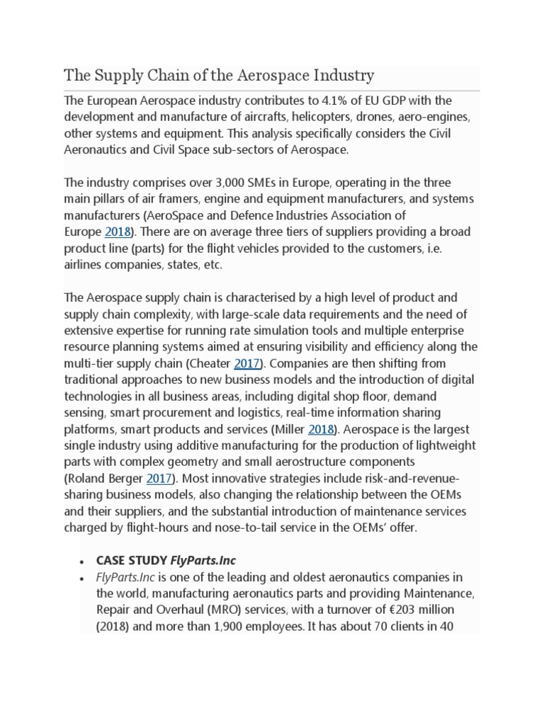 The Supply Chain of The Aerospace Industry | PDF | Supply Chain | Aerospace