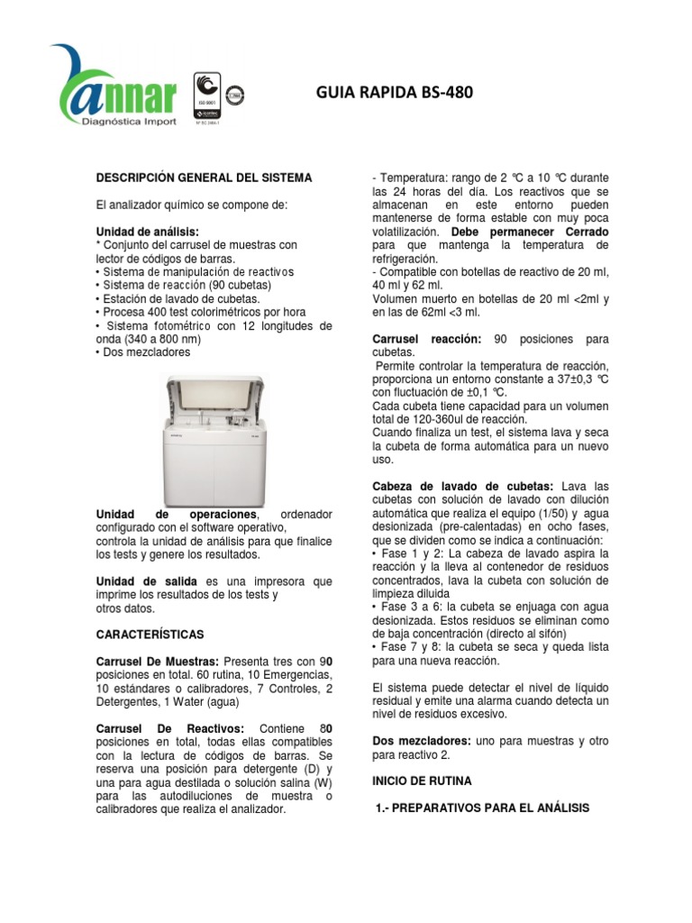 Guia Rapida BS-480 | PDF | Agua | Química
