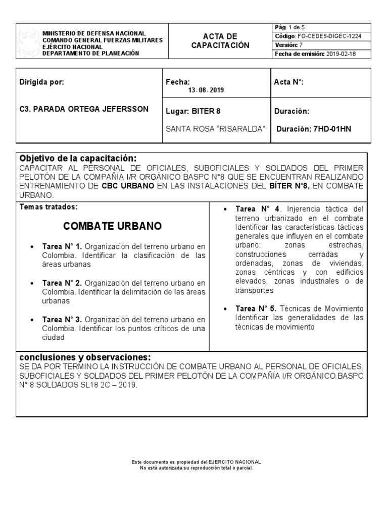 Combate Urbano 1 | PDF | Militar | Operaciones militares