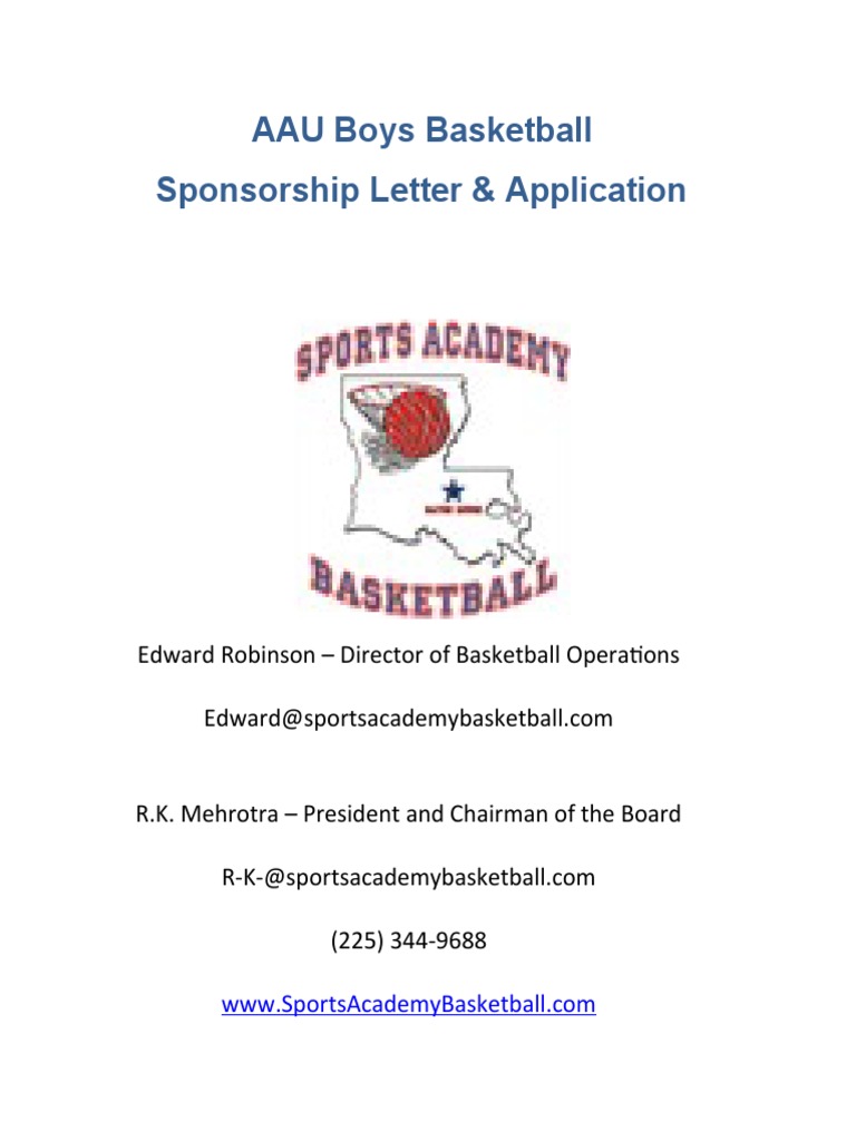 Sports Academy Basketball Sponsorship Letter | PDF