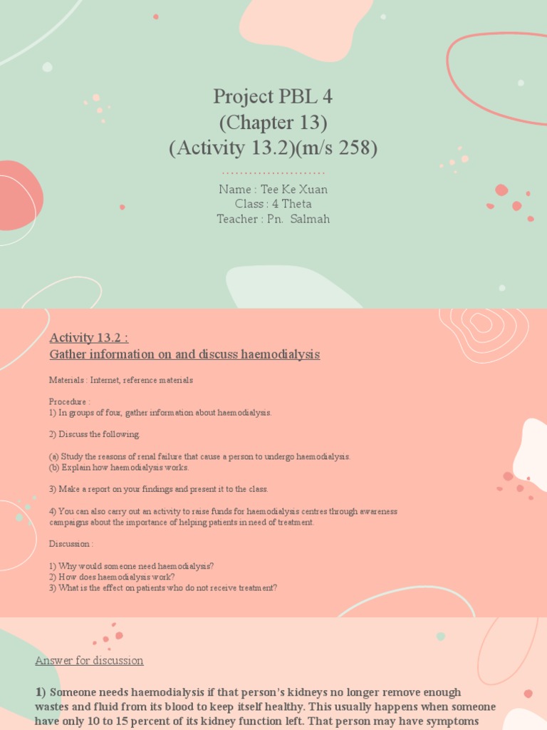 Bio Project PBL 4 (Tee) | PDF | Hemodialysis | Dialysis