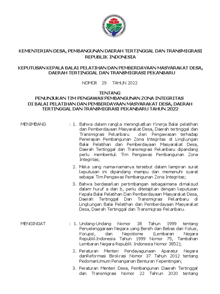 Sk Pengawasan Revisi 2022 Pdf 