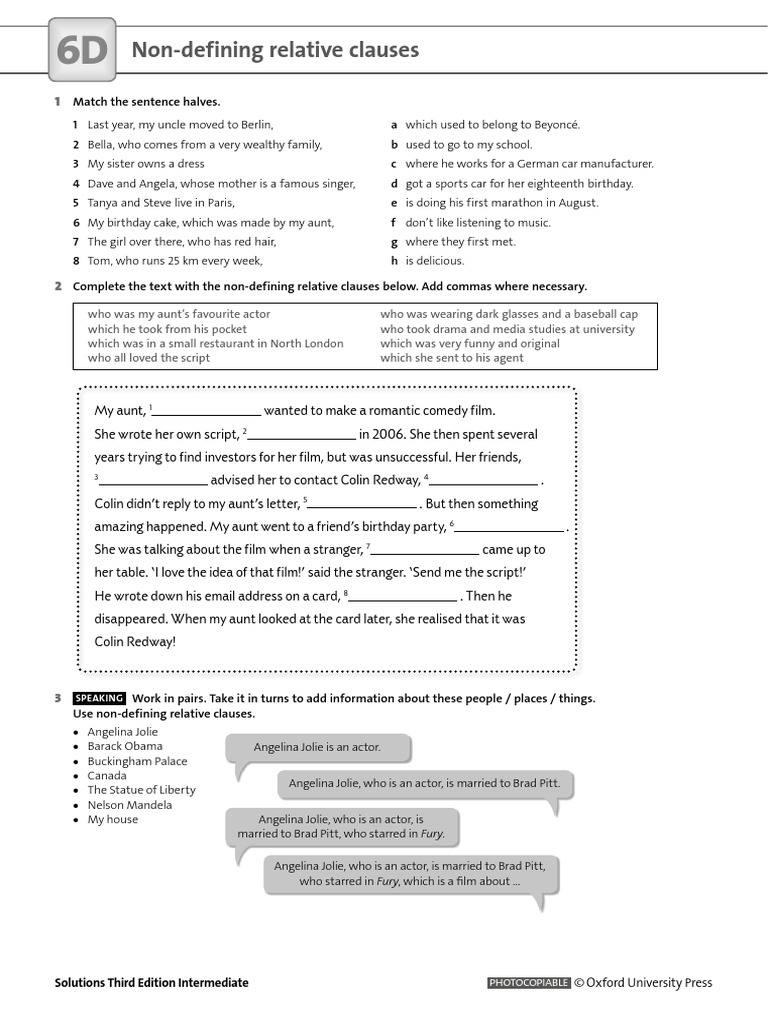6D Non-Defining Relative Clauses | PDF