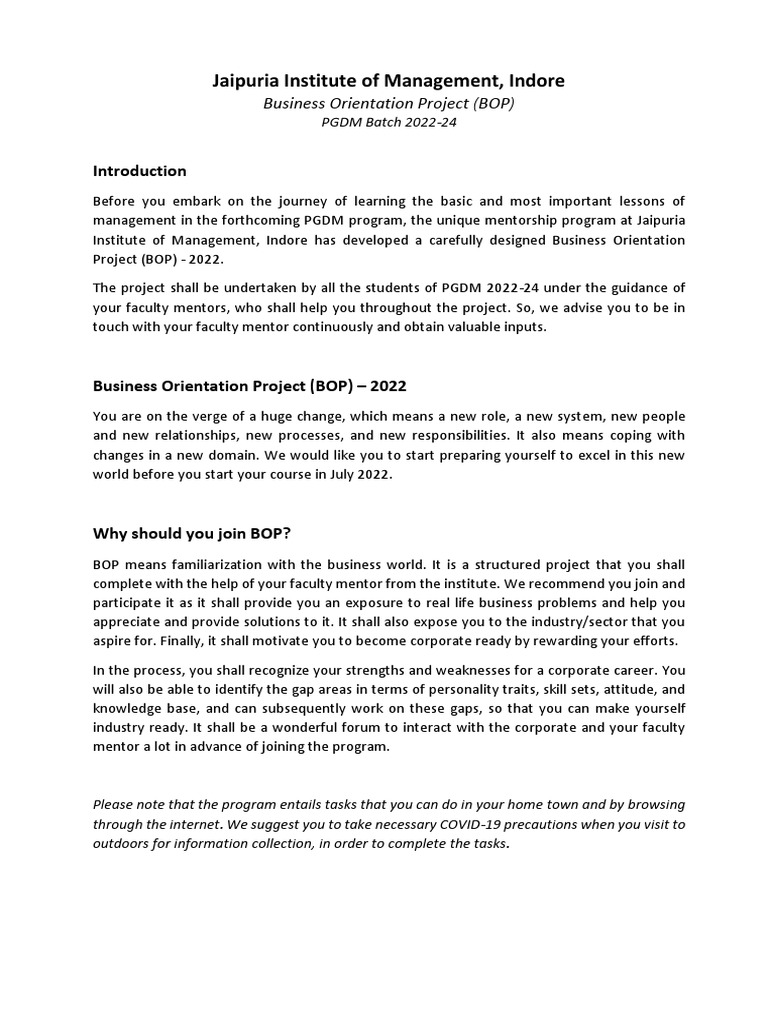 Business Orientation Project 2022 | PDF | Non Governmental Organization ...