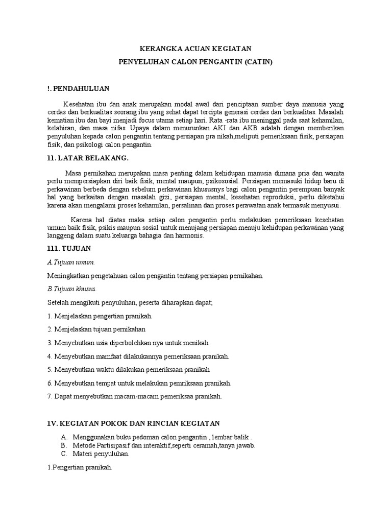 Kerangka Acuan Kegiatan | PDF