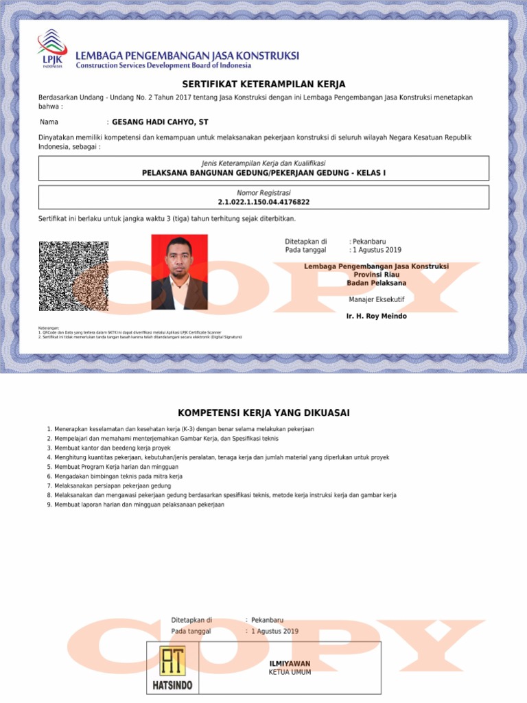 SKT Pel Bangunan Gedung 022 GESANG HADI CAHYO | PDF