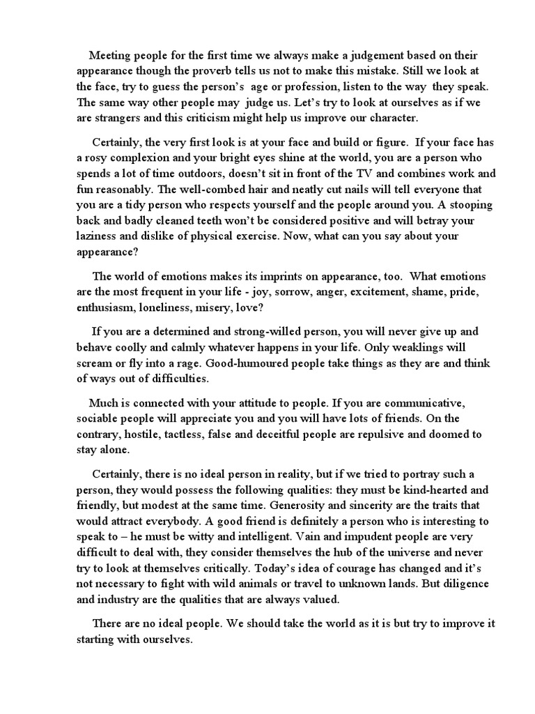 Self-Reflection on First Impressions | PDF | Psychology