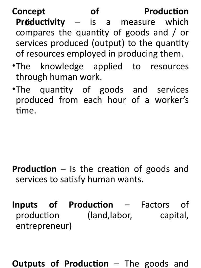 Concept of Production Productivity - Is A Measure Which | PDF | Long ...