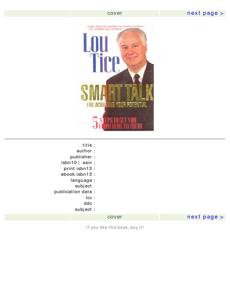Lou Tice - Smart Talk For Achieving Your Potential - 5 Steps To Get You ...