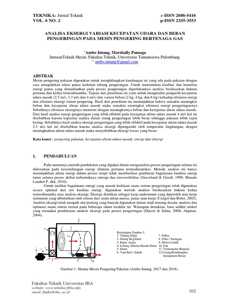 Analisis Eksergi pada Mesin Pengering Gas | PDF