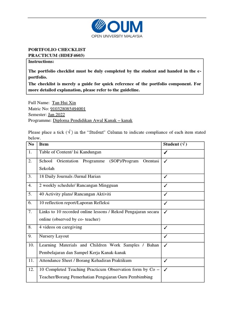 Praktikum Portfolio Checklist Guide | PDF