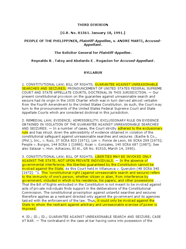 Case Consti | PDF | Search And Seizure | Fourth Amendment To The United ...
