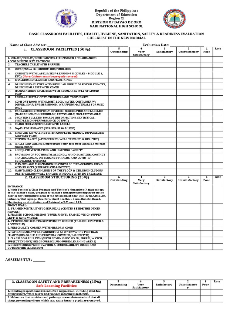 Basic Classroom Facilities Structuring School Safety Preparedness
