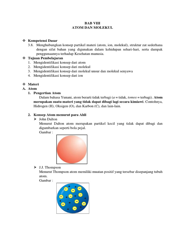 Rangkuman Materi Atom Dan Molekul | PDF
