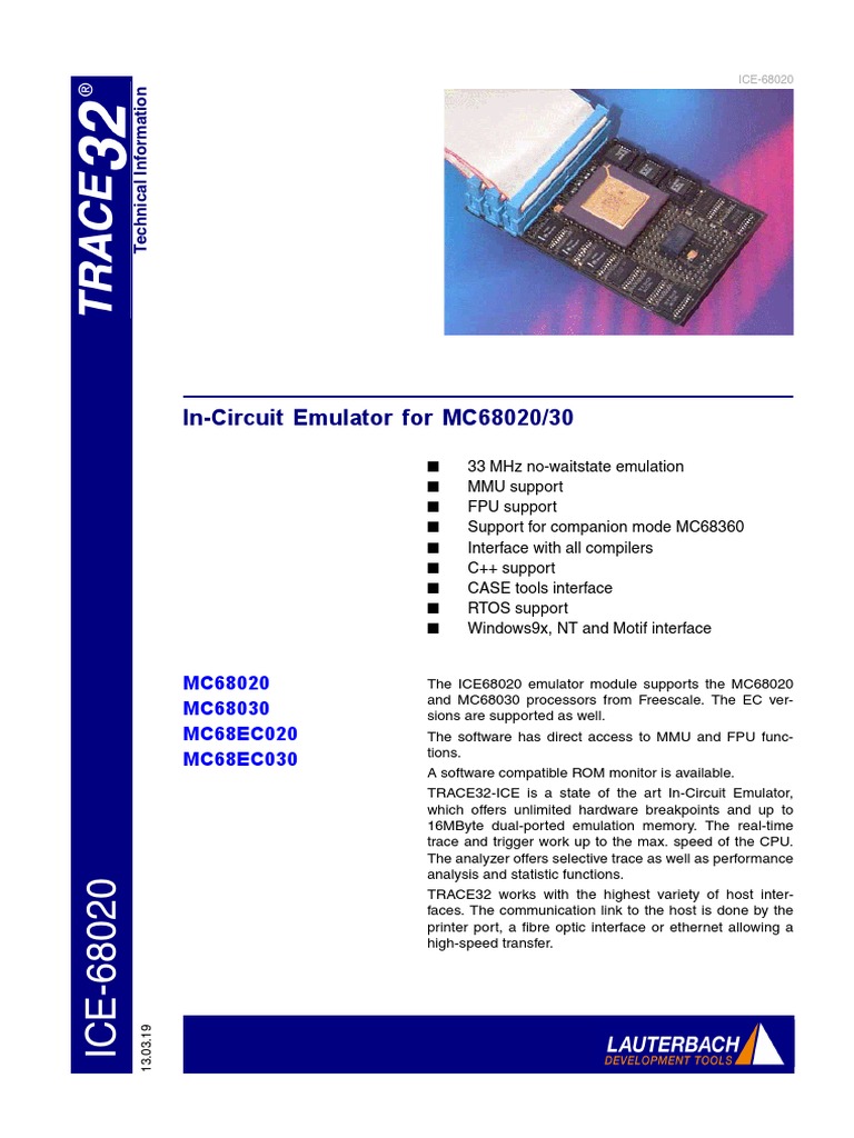 In-Circuit Emulator For MC68020/30: MC68020 MC68030 MC68EC020 MC68EC030 ...