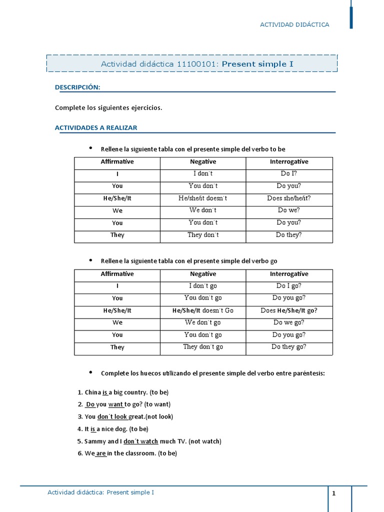 ACD_11100101_Present simple I | PDF