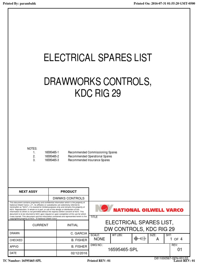 Electrical Spares List, DW Controls, KDC Rig 29 | PDF | Brake ...