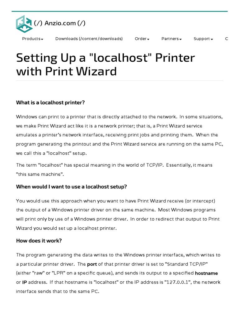 Setting Up A - Localhost - Printer With Print Wizard | PDF | Computer ...