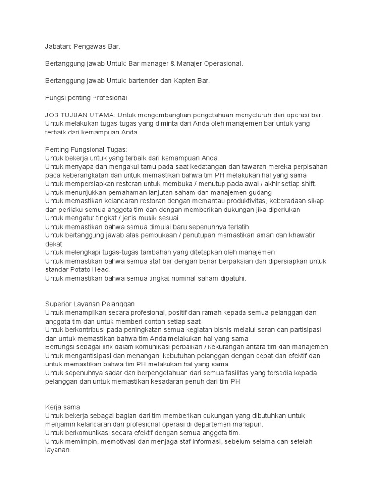 Job Desk Tim Leader | PDF | Bisnis