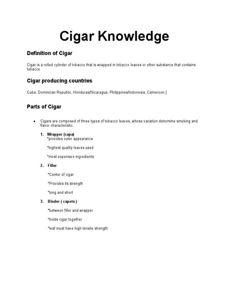 Cigar Knowledge Manual | PDF | Cigar | Tobacco