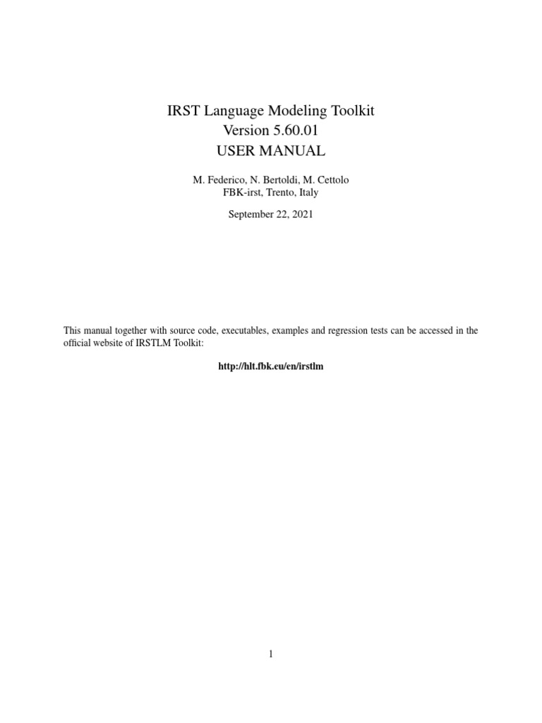 IRST Language Modeling Toolkit User Manual | PDF | Computer Data ...