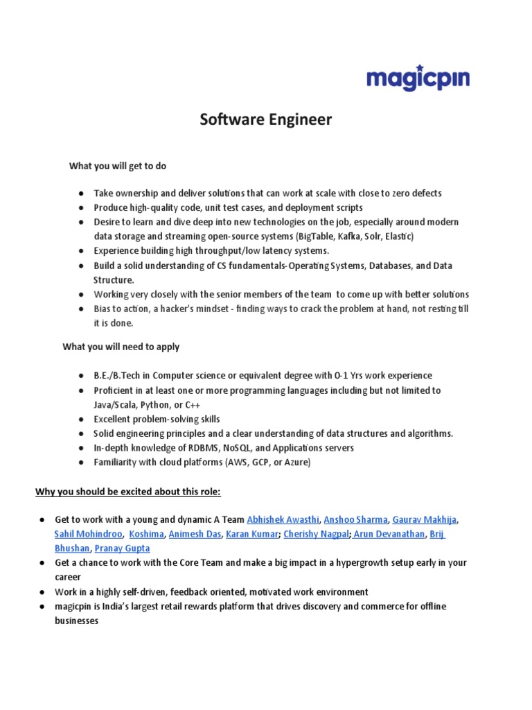 Software Engineer - JD | PDF | Computing | Information Age
