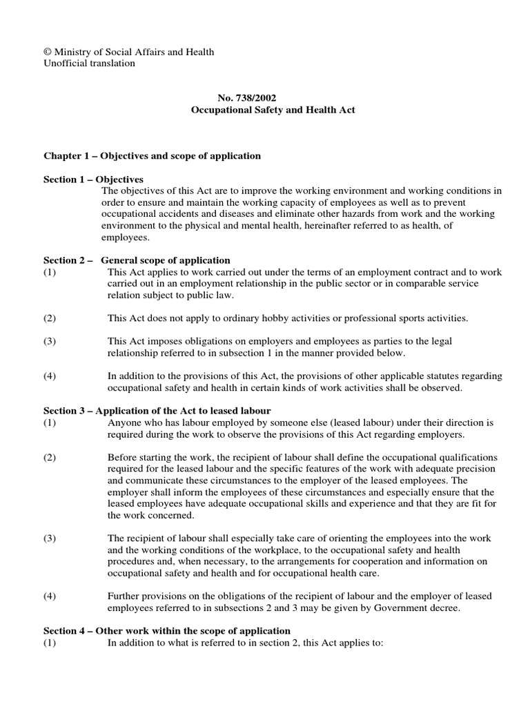 Occupational Safety and Health Act | Download Free PDF | Occupational ...