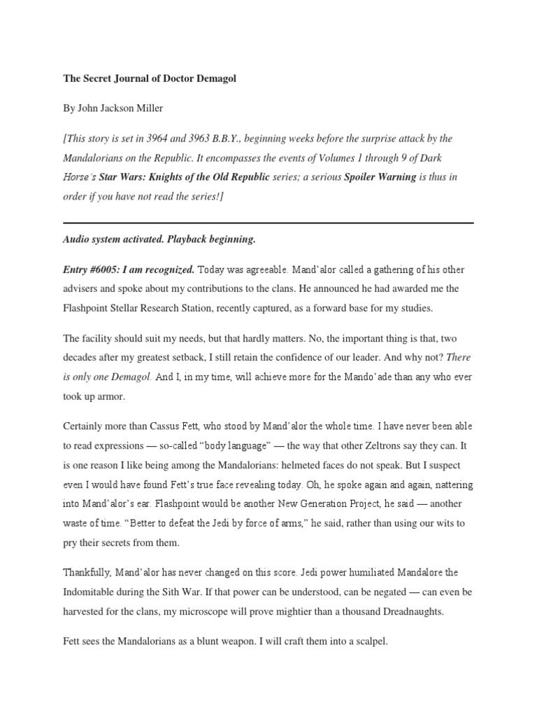 #21-The Secret Journal of Doctor Demagol | PDF | Star Wars