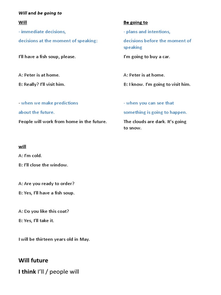 Future - Intention or Instant Decision | PDF