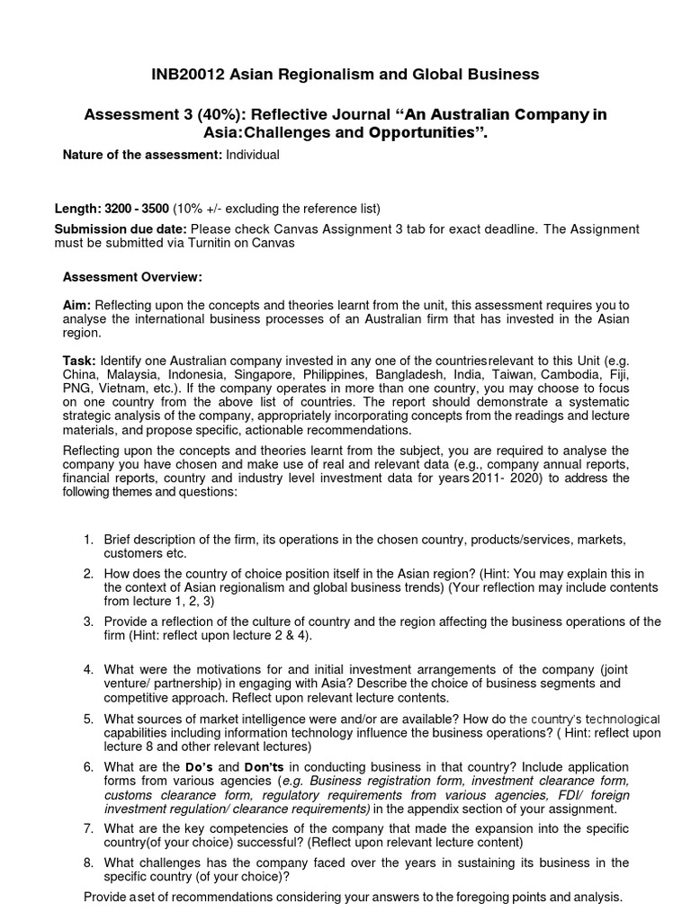 INB20012 Assessment 3 & Marking Guide | PDF | Concept | Theory