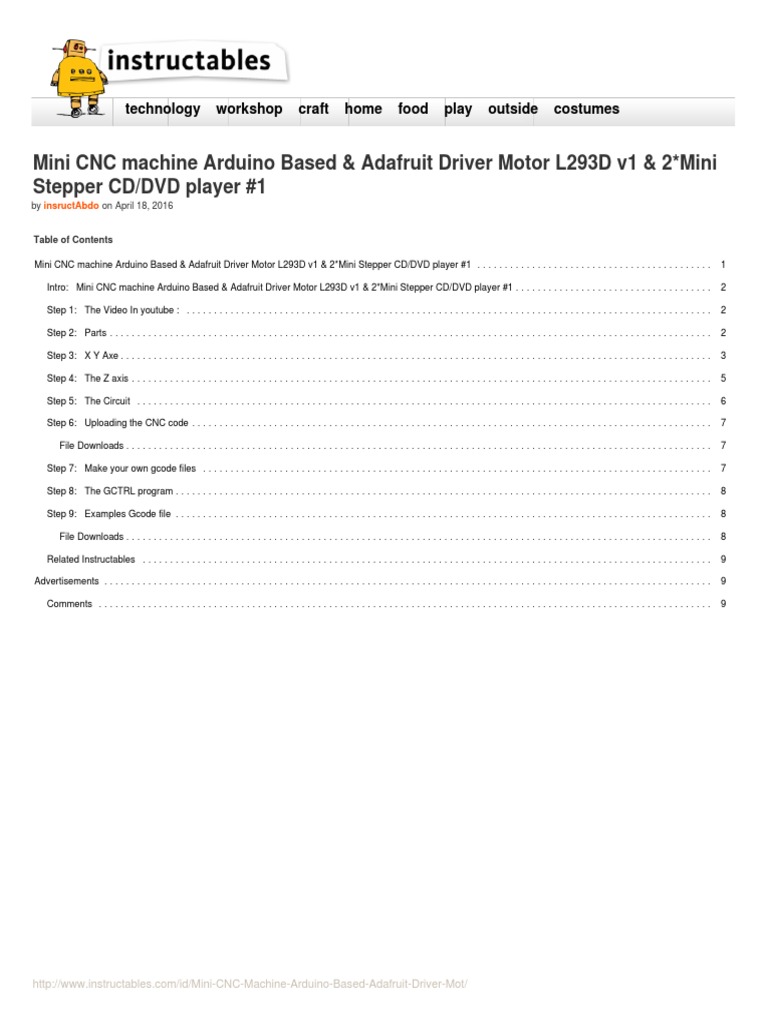 Mini CNC Machine Arduino Based Adafruit Driver Mot | PDF | Computing ...