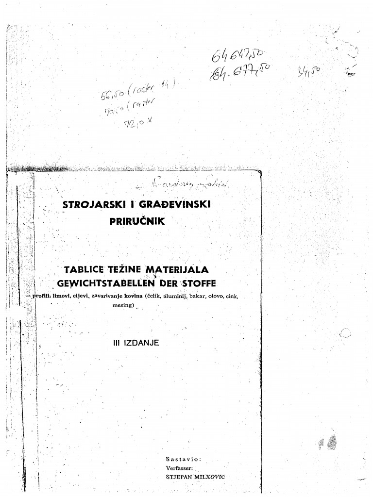 GRADJEVINSKI PRIRUCNIK Tablice Tezine Materijala | PDF
